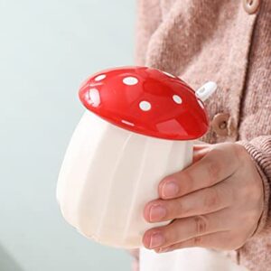 Mozacona Ceramic Mushroom Shape Sugar Bowl Spice Jar Seasoning Pot with Lid Spoon