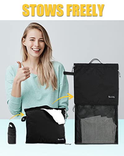 Mesh Laundry Bag Travel Bags-Small Hanging Wash Delicates Reusable Dirty Bag, Travel, Gym, Healthcare Workers, Laundry, Sports, Fitness, Swimwear, Camping, Wet Clothes. L (Black)