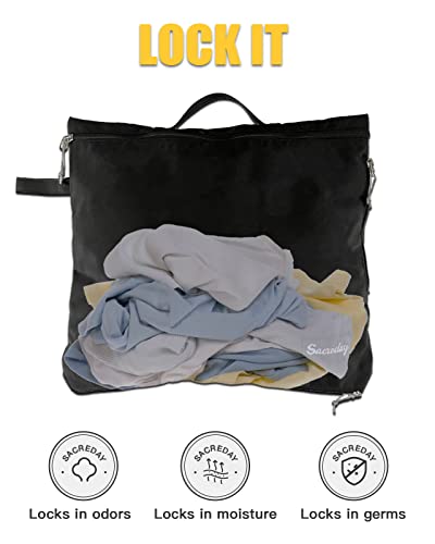 Mesh Laundry Bag Travel Bags-Small Hanging Wash Delicates Reusable Dirty Bag, Travel, Gym, Healthcare Workers, Laundry, Sports, Fitness, Swimwear, Camping, Wet Clothes. L (Black)