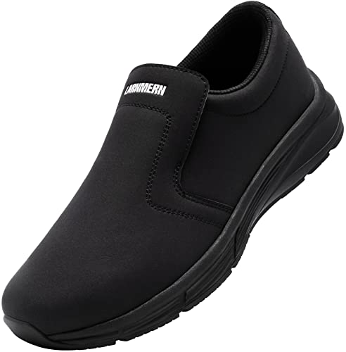 LARN SAFETY Men Slip-Resistant Chef Shoes Waterproof Kitchen Work Footwear Restaurant Hospital Nursing Garden(Black/9.5US)