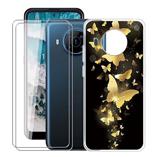 HHUAN Cover for Nokia X100 (6.67") with [2 X Tempered Glass Protective Film], [Ultra-Thin Clear Soft TPU Shockproof Case] Anti-Yellow Phone Case for Nokia X100 - WMA30