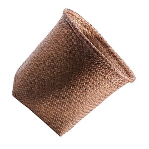 kisangel office trash container 1pc straw woven wastebasket vintage waste can office waste basket storage basket office garbage cans