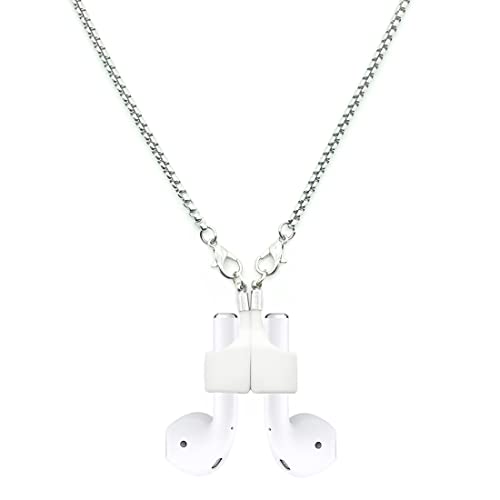 Airpod Strap Necklace Holder Magnetic, Anti-Lost Stainless Steel Lanyard Cord for Neck Compatible with AirPods 1/2/Pro (Silver Chain)