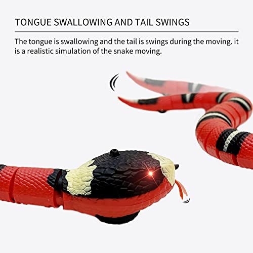 Pet2U 1PC Snake Cat Toy for Cats, Smart Sensing Snake Rechargeable, Automatically Sense Obstacles and Escape, Realistic S-Shaped Moving Electro-Sensing Cat Snake Toy, Interactive Toys for Cats