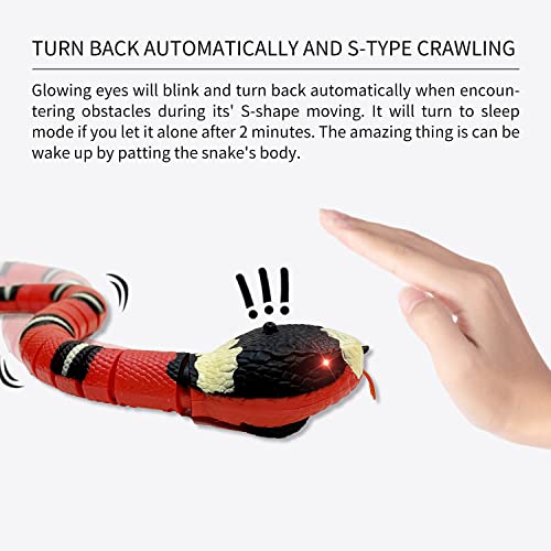 Pet2U 1PC Snake Cat Toy for Cats, Smart Sensing Snake Rechargeable, Automatically Sense Obstacles and Escape, Realistic S-Shaped Moving Electro-Sensing Cat Snake Toy, Interactive Toys for Cats