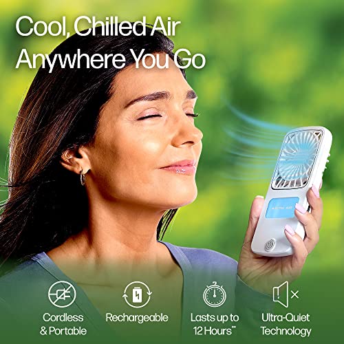 Arctic Air Portable Fan, Pocket Chill Handheld Mini Fan, Rechargeable Personal Air Cooler with Hydro-Chill Technology, 3 Speeds & Built-in-Kickstand, Cordless for Travel, Indoor or Outdoor Use