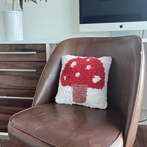 Boho Disco Mushroom Pillow - Tufted Cotton Pillow for Mushroom Decor, Mushroom Plush Pillow for Fun Pillow - Mushroom Throw Pillow, Mushroom Decor for Bedroom, Cool Throw Pillow 10x10 inches