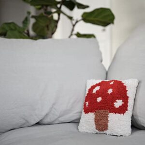 Boho Disco Mushroom Pillow - Tufted Cotton Pillow for Mushroom Decor, Mushroom Plush Pillow for Fun Pillow - Mushroom Throw Pillow, Mushroom Decor for Bedroom, Cool Throw Pillow 10x10 inches