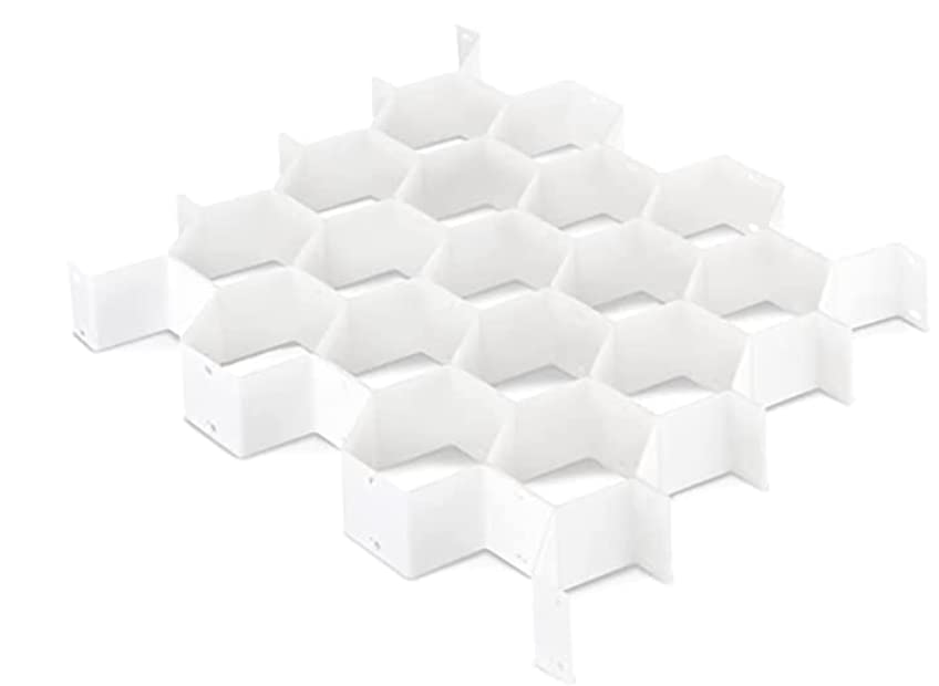 RoomForLife - HoneyComb Drawer Organizer - Snap Together Customizable Set of 8 - Organization for Garments & Small Items in any sized drawer