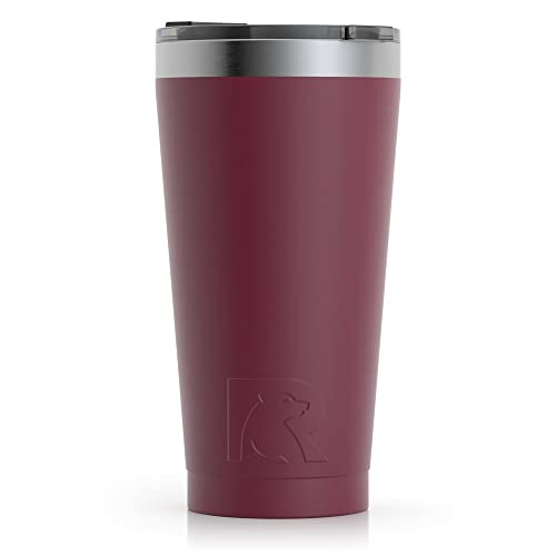 RTIC Pint 16 oz Insulated Tumbler Stainless Steel Metal Coffee, Frozen Cocktail, Drink, Tea Travel Cup with Lid, Spill Proof, Hot and Cold, Portable Thermal Mug for Car, Camping, Maroon