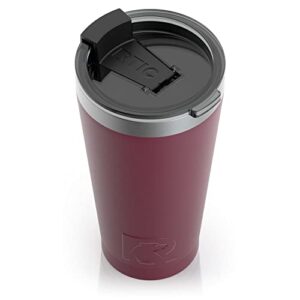 RTIC Pint 16 oz Insulated Tumbler Stainless Steel Metal Coffee, Frozen Cocktail, Drink, Tea Travel Cup with Lid, Spill Proof, Hot and Cold, Portable Thermal Mug for Car, Camping, Maroon