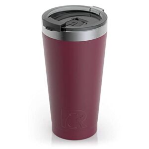 RTIC Pint 16 oz Insulated Tumbler Stainless Steel Metal Coffee, Frozen Cocktail, Drink, Tea Travel Cup with Lid, Spill Proof, Hot and Cold, Portable Thermal Mug for Car, Camping, Maroon