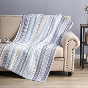 greenland home durango 100% cotton reversible throw blanket, 50 x 60 inches, sky