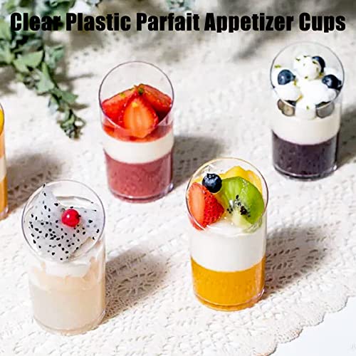 50 Pack Mini Dessert Cup,2.3oz Clear Plastic Parfait Appetizer Cups,Parfait Appetizer Cup for Parfait,Ice Cream,Appetizer,Mousse,Pudding