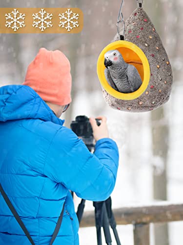 Winter Warm Bird Nest, Plush Bird Bed for Cage with Fixable Opening to Keep Shape, Parrot Hammock Snuggle House, Gift for Macaws African Grey Amazon Parrot Cockatiel