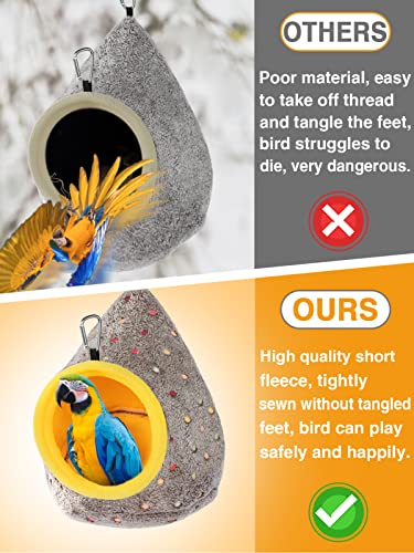 Winter Warm Bird Nest, Plush Bird Bed for Cage with Fixable Opening to Keep Shape, Parrot Hammock Snuggle House, Gift for Macaws African Grey Amazon Parrot Cockatiel