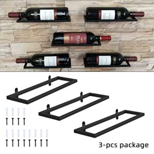 OFILLES 3 Pcs Black Wall Mounted Wine Racks - Wine Bottle Display Holder for Wall, Metal Hanging Wine Rack Organizer for Beverages/Liquor Bottles Storage