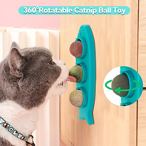 Petslucent 3in1 Cat Catnip & Silverine Balls Wall Toys for Indoor Cats (Blue)