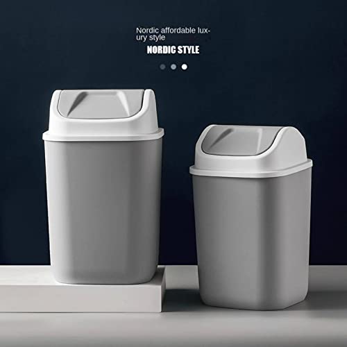 NA 14L Household Living Room Bathroom Kitchen Rotary Trash Can with Lid Large-Capacity Simple Wastepaper Basket Navy Blue1