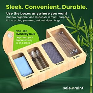 Bag Storage Organizer for Drawer - Ziplock Bag Storage Organizer with Slider Cover - Bamboo Food Plastic Baggie Holder & Container, Sandwich & Snack Sized Slider Bags Dispenser for your kitchen drawer