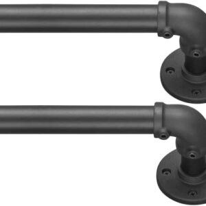 Higswor Blackout Curtain Rod : Industrial Curtain Rods 2 Pack Wrap Around Curtain Rods for Windows 28 to 48 inch Rustic Outdoor Curtain Rod for Bedroom Patio Farmhouse Matte Black Curtain Rod