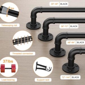 Higswor Blackout Curtain Rod : Industrial Curtain Rods 2 Pack Wrap Around Curtain Rods for Windows 28 to 48 inch Rustic Outdoor Curtain Rod for Bedroom Patio Farmhouse Matte Black Curtain Rod