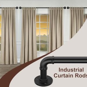 Higswor Blackout Curtain Rod : Industrial Curtain Rods 2 Pack Wrap Around Curtain Rods for Windows 28 to 48 inch Rustic Outdoor Curtain Rod for Bedroom Patio Farmhouse Matte Black Curtain Rod