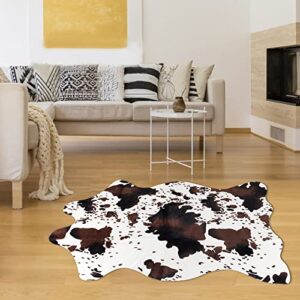 Sgizoku Cow Print Rug Faux Cowhide Rug Cute Area Rug Fun Western Room Decor Cow Rugs for Living Room Bedroom Non-Slip (43 inches x 29 inches)