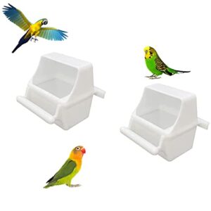 bryhzkcm small bird slot feeder no mess cage hanging feeder cup plastic food & water dispenser bowl，(2 pieces)