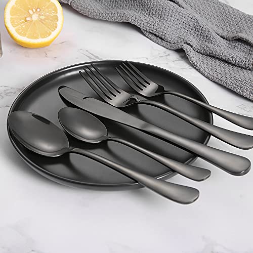 Xingjiake Black Silverware Set 40 Piece, Flatware Cutlery Set For 8, Stainless Steel Forks And Spoons Silverware Set, Kitchen Utensils Set, Dishwasher Safe