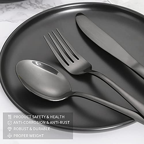 Xingjiake Black Silverware Set 40 Piece, Flatware Cutlery Set For 8, Stainless Steel Forks And Spoons Silverware Set, Kitchen Utensils Set, Dishwasher Safe