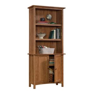 Sauder Union Plain Bookcase with Door/Book Shelf, Prairie Cherry Finish