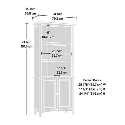 Sauder Union Plain Bookcase with Door/Book Shelf, Prairie Cherry Finish