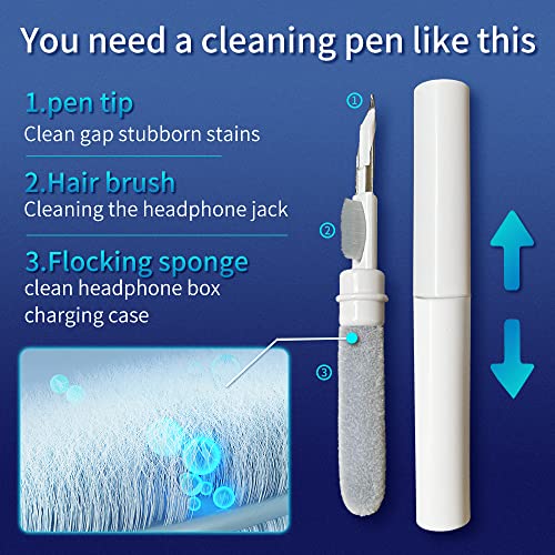 Bluetooth Headphone Cleaning Pen, Earbud Headphones Cleaning Kit with Dust Brush, Cleaning Tool for Cleaning Dust from The Crevices of Headphones, Bluetooth Headphone Cases, Keyboards, and Cameras