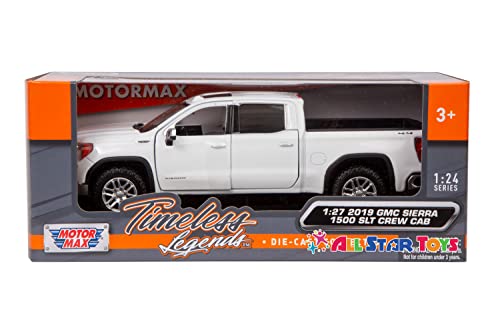 2019 GMC Sierra 1500 SLT Crew Cab 4x4 Pickup Truck with Sunroof White Timeless Legends Series 1/24-1/27 Diecast Model Car by Motormax"""