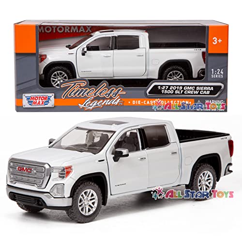 2019 GMC Sierra 1500 SLT Crew Cab 4x4 Pickup Truck with Sunroof White Timeless Legends Series 1/24-1/27 Diecast Model Car by Motormax"""