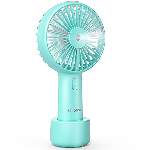 Otlonpe Misting Fan Portable, Desk Handheld Fan 3 Speeds Small Mister Rechargeable Fan with 2500mAh Battery, Water Spray Travel Personal Fan for Kids Women Men Home Office Outdoor (Green)