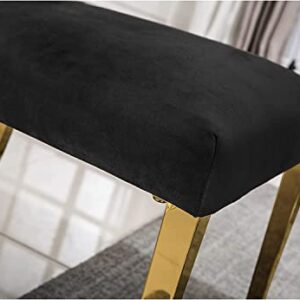 AZhome Dining Chairs, Black Velvet Upholstered Dining Room Chairs in Tufted Design, Modern Glam Gold Stainless Steel Legs, Set of 2