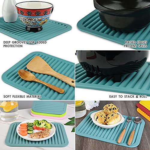 Nstezrne Trivets for Hot Dishes, Hot Pads for Kitchen Silicone Trivet Dish Mat, Trivets for Hot Pots and Pans, Multi Purpose Heat Resistant Mats for Countertops Rectangular Pot Holders Set 2 Black