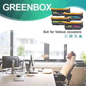 GREENBOX Remanufactured 654A Toner Cartridges Replacement for HP 654A 654X CF330A CF331A CF332A CF333A Color Enterprise M680z M651n M651dn M651xh MFP M680f M680dn Printer (15,000 Pages, KCMY, 4PK)