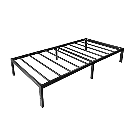 UNICOO - Metal Platform Bed Frame Heavy Duty Steel Slat/Anti-Slip Support/Easy Assembly/Mattress Foundation/Bed Frame/Noise Free/No Box Spring Needed (Twin)