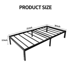 UNICOO - Metal Platform Bed Frame Heavy Duty Steel Slat/Anti-Slip Support/Easy Assembly/Mattress Foundation/Bed Frame/Noise Free/No Box Spring Needed (Twin)