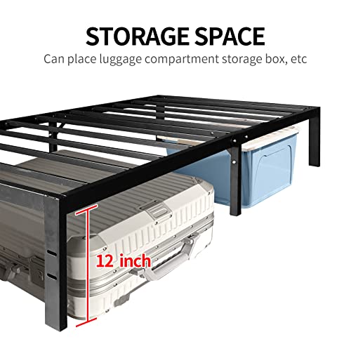 UNICOO - Metal Platform Bed Frame Heavy Duty Steel Slat/Anti-Slip Support/Easy Assembly/Mattress Foundation/Bed Frame/Noise Free/No Box Spring Needed (Twin)