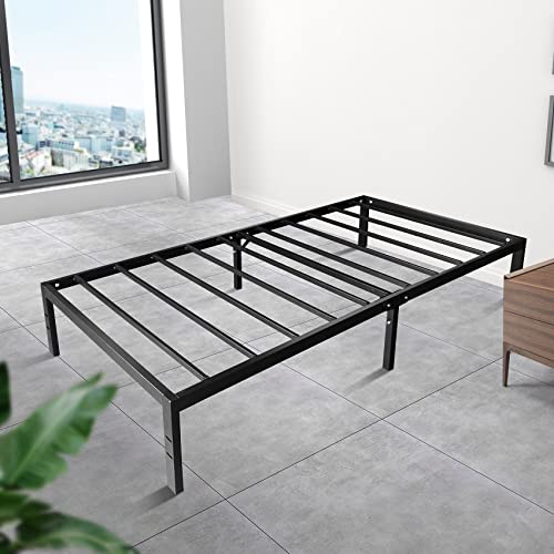 UNICOO - Metal Platform Bed Frame Heavy Duty Steel Slat/Anti-Slip Support/Easy Assembly/Mattress Foundation/Bed Frame/Noise Free/No Box Spring Needed (Twin)