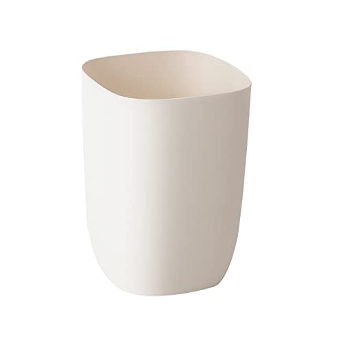 Bathroom Trash Can, Plastic Rectangular Garbage Can for Kitchen, Bedroom, Living Room, Small Indoor Waste Basket, 1.8 Gallon/ 7 Liter, Ivory White