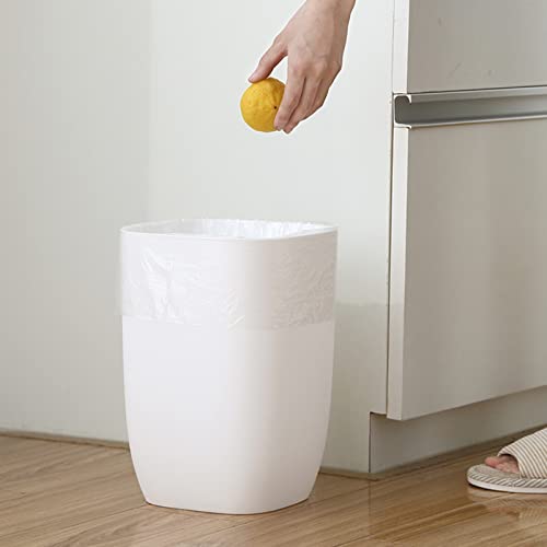 Bathroom Trash Can, Plastic Rectangular Garbage Can for Kitchen, Bedroom, Living Room, Small Indoor Waste Basket, 1.8 Gallon/ 7 Liter, Ivory White