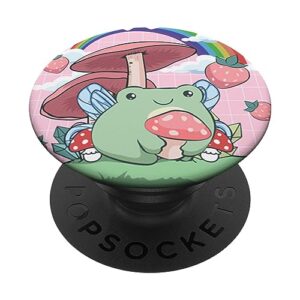 cottagecore aesthetic kawaii fairy frog mushrooms fairycore popsockets standard popgrip