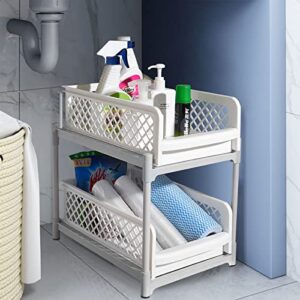 kusarko under sink organizers and storage for kitchen bathroom, medicine cabinet organizer, 2 tier shelf organizer with sliding storage drawer, plastic pull out pantry organization and storage