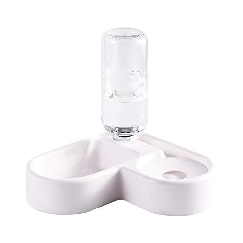 BESUFY 500ml Pet Dogs Cats Automatic Drinking Bottle Heart Feeding Bowl Water White