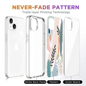 Foreverluck iPhone 13 Case Cute, Boho Design iPhone 13 Case for Women, TPU + PC, Shockproof and Non-Fading, Wireless Support, 6.1 inch/Foliage 2